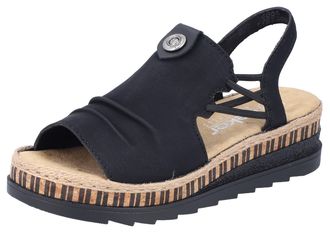 Rieker Plateausandale RIEKER, Damen, Gr. 37, schwarz, Nubuklederimitat, Schuhe, Sommerschuh, Sandalette, modisches Plateau, Topseller