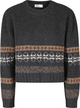 Roberto Collina Pull col rond &agrave; rayures moulin&eacute;es sans pierres - Femme - Pulls - Gris - Taille: 40 FR
