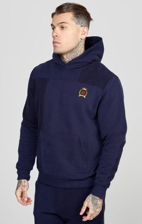 Siksilk Herren Marineblauer Cut And Sew Reverse Oversized Hoodie M