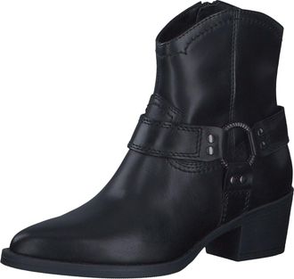 Tamaris Damen Absatzstiefelette Leder Blockabsatz bequem; BLACK LEATHER, EU 38
