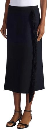 Liviana Conti Femme, Jupes, Noir, Taille: 42 FR Fringed Midi Skirt