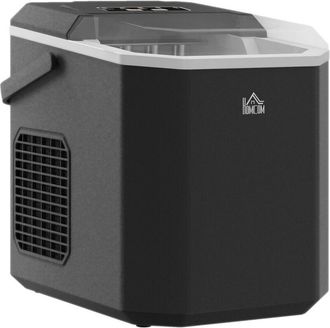 HOMCOM Machine à glaçons - 12Kg en 24H, 9 glaçons en 6-13 minutes - accessoires, nombreuses fonctions - noir