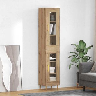 vidaXL vidaXL Haut Armoire 2 pcs Ch&ecirc;ne artisanal Verre