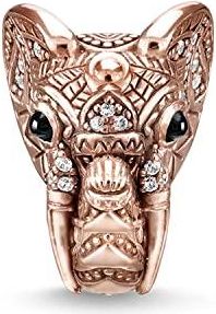 Thomas Sabo K0266-527-40 Perle en forme de t&ecirc;te d&eacute;l&eacute;phant en argent plaqu&eacute; or et zircone blanc onyx