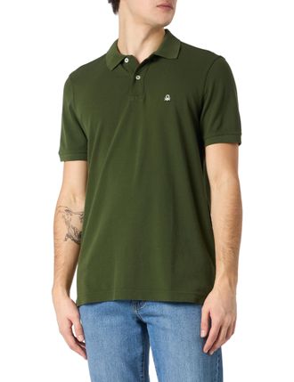 Benetton Herren Poloshirt M/M 3089J3179 Polohemd, Dunkelgrün 35y, Medium