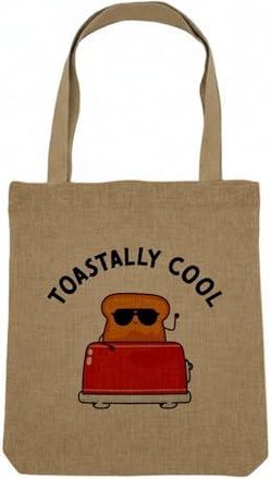 Fabulous Sac Shopping Tote Bag Aspect Lin - Toastally Cool Pun Food Bread Toast Joke - Sac de Courses Toile Epaisse 360g Beige Naturel Cabas Port&eacute; Epaule Solid