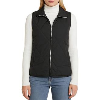 Generic Gilets pour femmes tendance automne hiver, gilets l&eacute;gers matelass&eacute;s &agrave; fermeture &eacute;clair, col montant, v&ecirc;tements dext&eacute;rieur rembourr&eacute;s, noir, taille XX 
