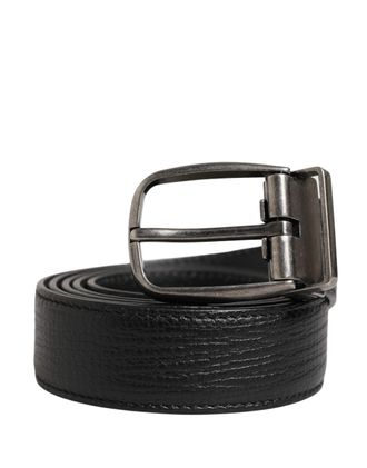 Dolce & Gabbana Men Black Classic Leather Metal Buckle Belt Calf
