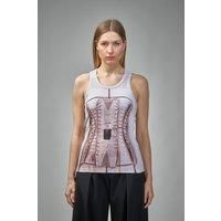 Jean Paul Gaultier Cotton Ribbed Tank Top Printed Trompe LCeil Corset