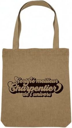 Fabulous Sac Shopping Tote Bag Aspect Lin - Certifi&eacute; meilleur Charpentier de lunivers - Sac de Courses Toile Epaisse 360g Beige Naturel Cabas Port&eacute; Epaule Soli