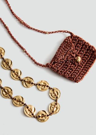 Mango Set aus 2 kombinierten Halsketten im Strickdesign gold - Damen - Einheitsgr&ouml;&szlig;e - MANGO