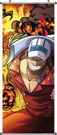 Coolchange Großes One P. Rollbild/Kakemono aus Stoff | Poster 100x40cm | Motiv: Sakazuki