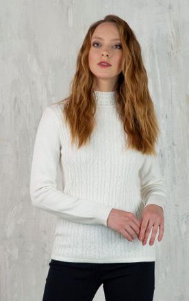 Passioni Strickpullover mit Zopfmuster und Perlendetail