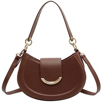 Generic Sac &agrave; bandouli&egrave;re tendance pour femme en cuir et sac &agrave; main pour tous les jours, sac &agrave; bandouli&egrave;re d&eacute;contract&eacute;, petit croissant, marron, small