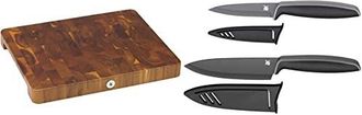 WMF Schneidebrett XL 40 x 32 x 4 cm, Holz, Akazienholz & Touch Messerset 2-teilig, Küchenmesser mit Schutzhülle, Spezialklingenstahl antihaftbeschichtet, 