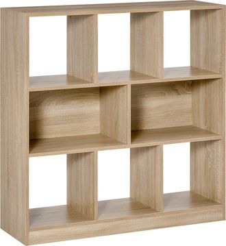 HOMCOM B&uuml;cherregal Standregal mit 8 F&auml;chern Aufbewahrungsregal W&uuml;rfelregal B&uuml;cherschrank f&uuml;r Wohnzimmer, Schlafzimmer, B&uuml;ro, Natur