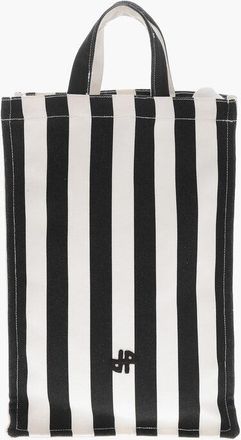 Patou Canvas Tote Bag with Awning Stripe Motif Gr&ouml;&szlig;e Unica