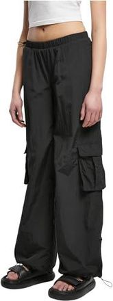 Urban Classics Pantalon Cargo Large en Nylon froissé pour Femme, Noir