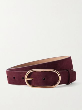 Gabriela Hearst Link Suede Belt - Burgundy