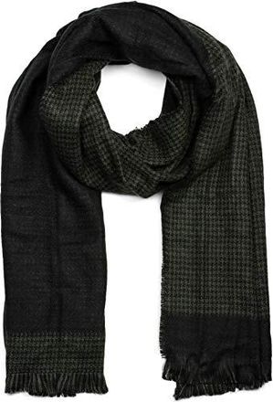styleBREAKER &eacute;charpe unisexe avec motif pied-de-poule bicolore et franges, motif pepita, hiver, foulard 01017117, couleur:Olive-Noir
