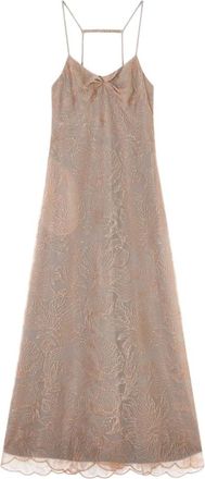 Emporio Armani Femme, Robes, Beige, Taille: 46 FR Robe en tulle avec broderies florales en lurex