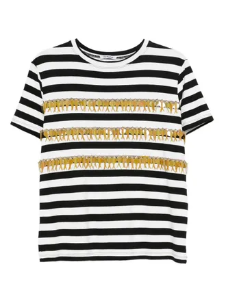 Parlor haut ornement&eacute; &agrave; rayures - Noir