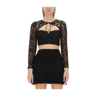 Self Portrait Long Sleeve Hauts - Femme - Tops - Noir - Taille: 32 FR