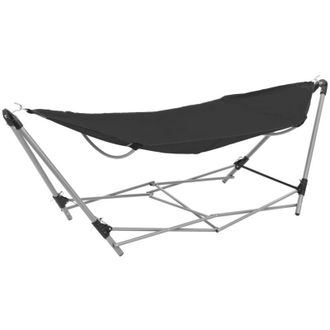 vidaXL Vidaxl - Hamac sur pied pliable noir - Tissu oxford 600D r&eacute;sistant - Cadre en acier thermolaqu&eacute; - Dimensions 241 x 76 x 70 cm