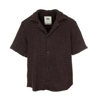 OAS Oas, Homme, Chemises, Brun, Taille: M Chemise Col Revers en Tissu Gaufr&eacute;