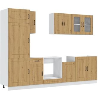 vidaXL Vidaxl - 8-tlg. K&uuml;chenschrank-Set Kalmar Artisan-Eiche Holzwerkstoff