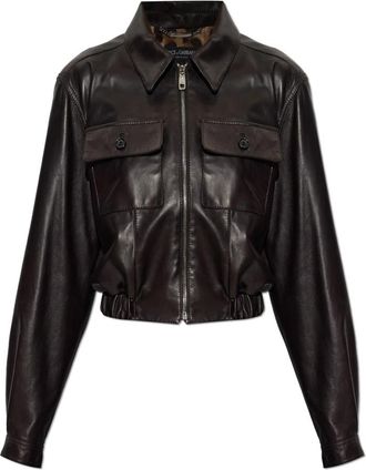 Dolce & Gabbana Lederjacke mit Taschen - - Jackets - Damen - Braun - L