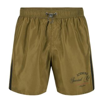 Iceberg Homme, Maillots de bain, Vert, Taille: XL Military Boxer Swim Shorts