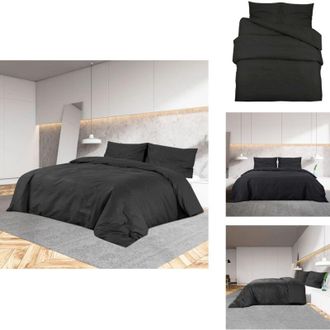 vidaXL Ensemble de housse de couette Noir 260x240 cm Microfibre l&eacute;g&egrave;re - Housses De Couette - Literie - Drap Housse - Textile De Maison - D&eacute;coration De