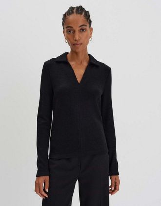 someday Langarm-Poloshirt Poloshirt KIKY Slim aus Viskose Mix