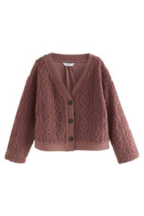 Next Cardigan Zopfstrickjacke mit Kn&ouml;pfen aus Borg-Fleece (1-tlg)