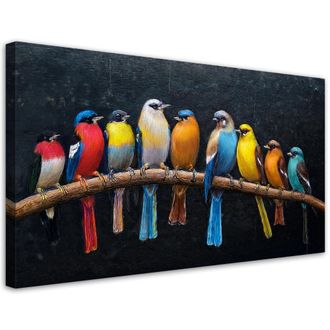 Feeby Wandbild - Wohnzimmer Modern Deko - V&ouml;gel Tiere Bunt - 100x50 1tlg - Bilder Leinwand - Bild auf Leinwand Schlafzimmer - Leinwandbilder f&uuml;r die Wand - 