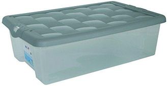 MSV 289 Aufbewahrungsbox Untersetzer Bett Polypropylen Box/Deckel grau 32 L, Boite Transparente/Couvercle Gris