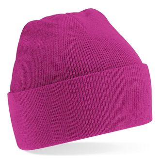 Beechfield Acryl-Strickm&uuml;tze f&uuml;r Erwachsene, zum Aufschlagen, Unisex Gr. Einheitsgr&ouml;&szlig;e, fuchsia