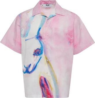 Msgm Hemd mit abstraktem Print - Rosa