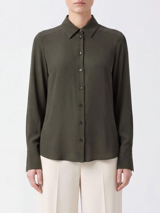 Patrizia Pepe Chemise en viscose verte &agrave; manches longues et col classique
