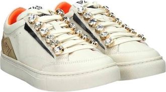 Emanuelle Vee Emanu&eacute;lle Vee, Olivia Strass, Chaussures Sneakers Mode Casual Cuir, Blanc, 38 EU