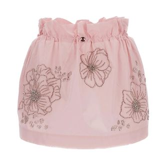 Des_Phemmes DES Phemmes, Femme, Jupes, Rose, Taille: 38 FR Mini-jupe avec cordon de serrage et strass