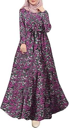 Generic Robes amincissantes pour femmes, robe imprim&eacute;e, v&ecirc;tements musulmans longs, 2026, violet, XXL