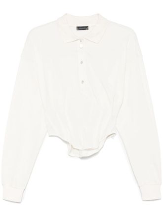 MUGLER polo &agrave; d&eacute;tail de corset - Blanc