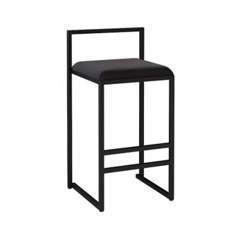 Generic Elegante Barhocker aus schwarzem Samt mit R&uuml;cken- und Fu&szlig;st&uuml;tzen, hohe Tresenst&uuml;hle, robuste Metallbeine, Bequeme Sitzgelegenheiten f&uuml;r Private und ge