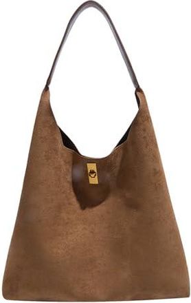 Generic Sac &agrave; bandouli&egrave;re en daim synth&eacute;tique pour femme, grande capacit&eacute;, pour voyage, shopping, usage quotidien, marron, 340.00x300.00x115.00mm