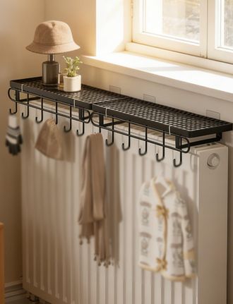 Generic Heizk&ouml;rperregal ohne Bohren mit Haken, platzsparende Aufbewahrung &uuml;ber dem Heizk&ouml;rper for Trocknen von Kleidung, Pr&auml;sentieren von Dekorationen, Wohnzi