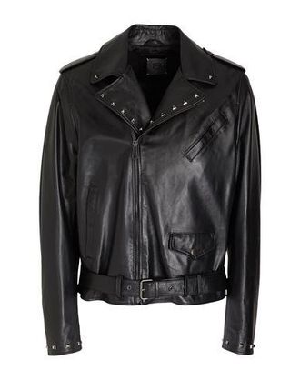 8 by YOOX STUDDED BIKER LEATHER JACKET