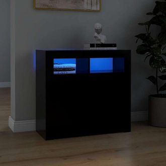 vidaXL Buffet avec lumi&egrave;res led noir 80x35x75 cm