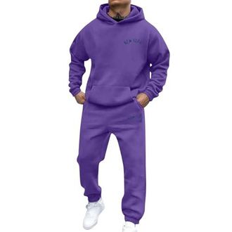 Generic Ensemble dentra&icirc;nement 2 pi&egrave;ces pour homme - Tenue dautomne &agrave; capuche - Tenue de voyage confortable - Surv&ecirc;tement de jogging - Ensemble de salon - Sur